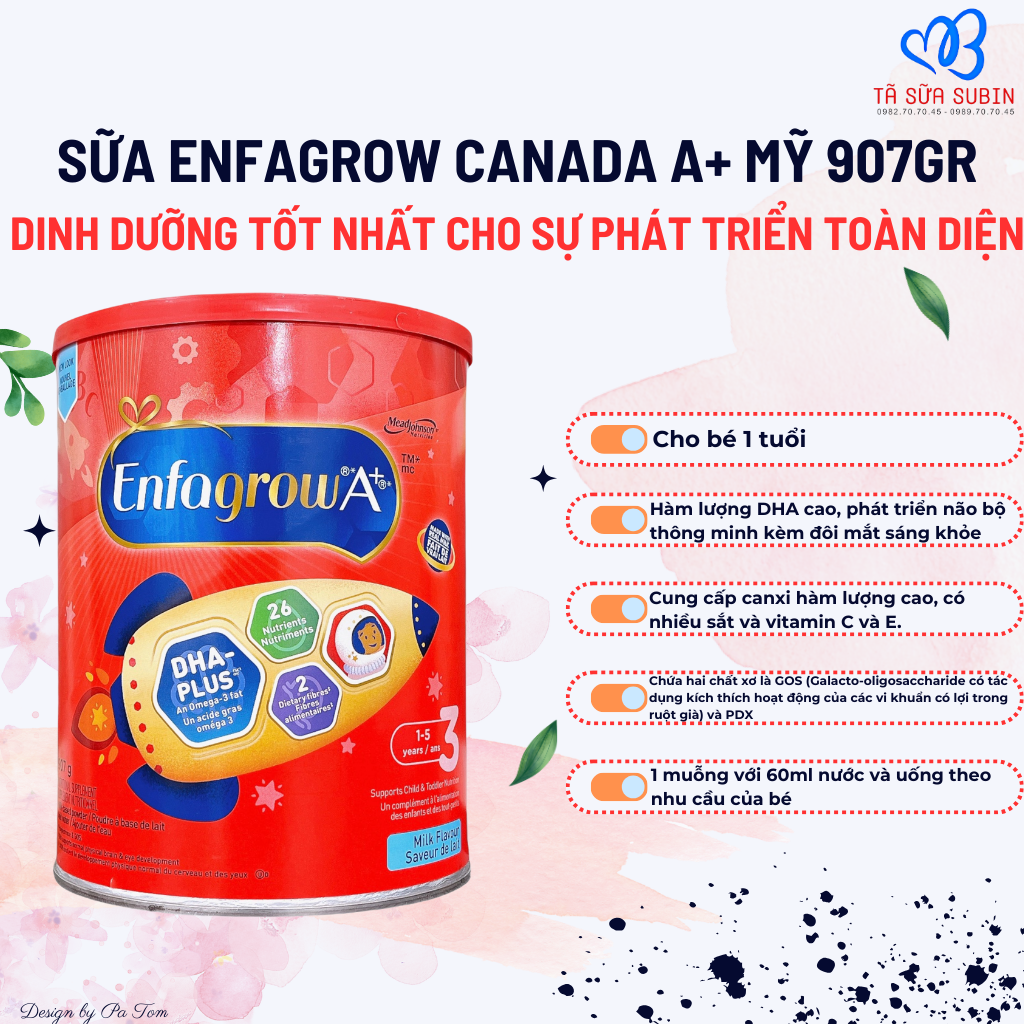 Sữa Enfagrow A+ Canada 907gr Vị Sữa (1-5 tuổi) – Tã Sữa SuBin