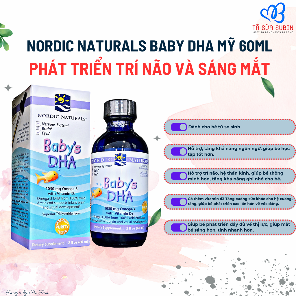 Nordic Naturals Baby's DHA With Vitamin D3 Mỹ 60ml – Tã Sữa SuBin