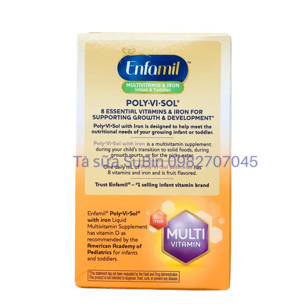 Vitamin tổng hợp cho bé Enfamil - Polyvisol, Multivitamin with Iron fo ...