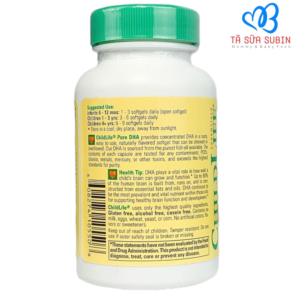 Pure DHA Childlife Mỹ 90 Viên Vị Dâu Cho Bé Từ 6 Tháng – Tã Sữa SuBin