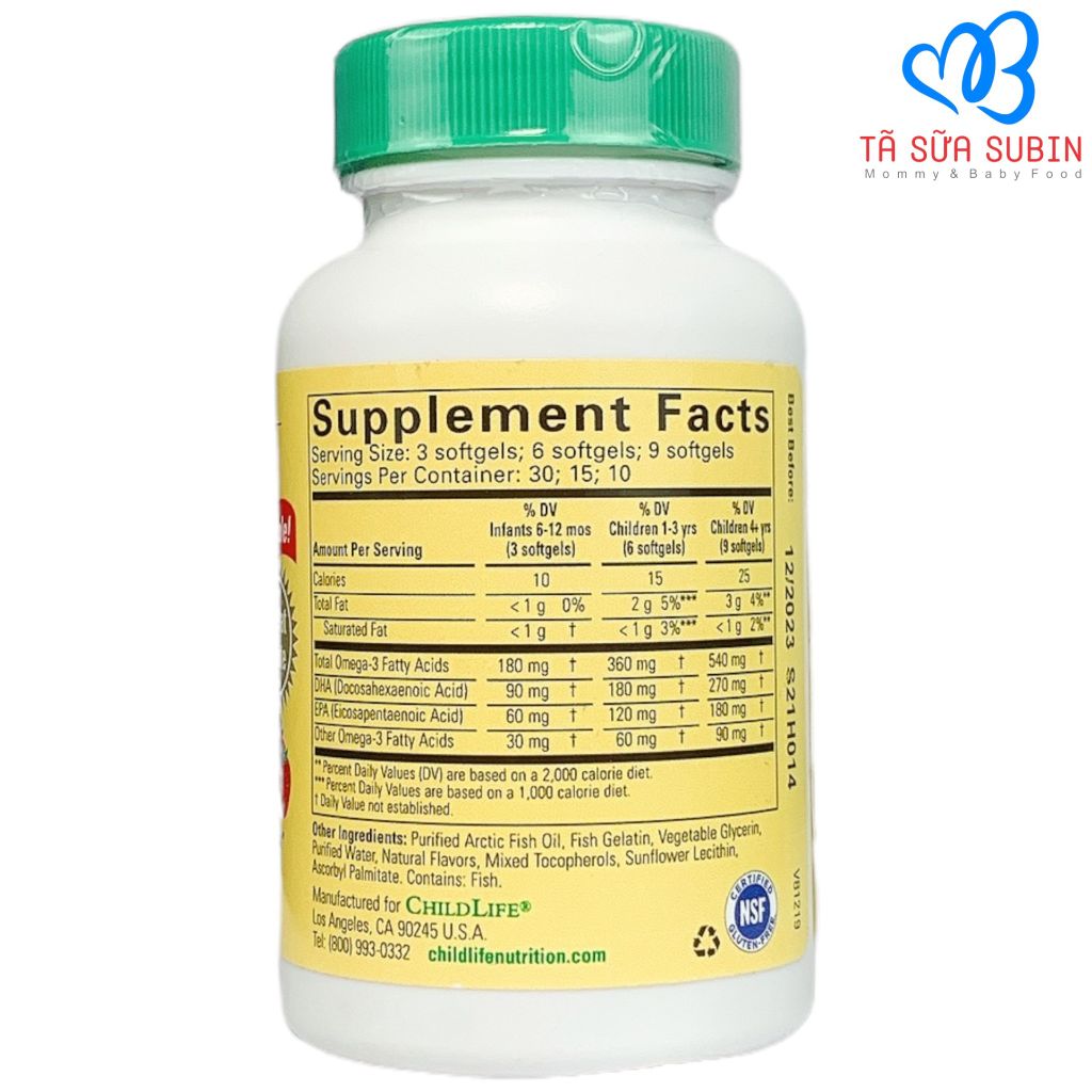 Pure DHA Childlife Mỹ 90 Viên Vị Dâu Cho Bé Từ 6 Tháng – Tã Sữa SuBin