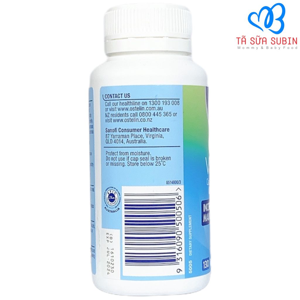 Viên Bổ Sung Canxi và Vitamin D3 Ostelin Úc 130 viên – Tã Sữa SuBin
