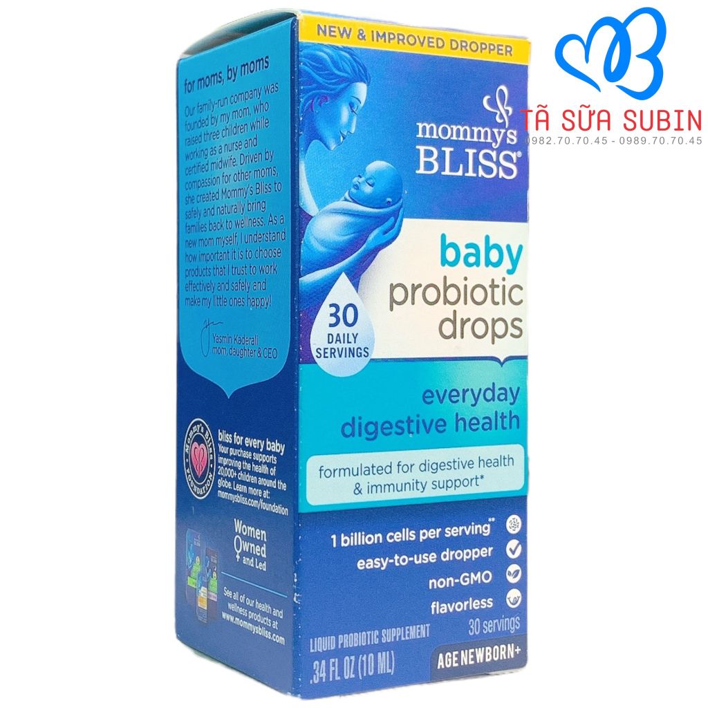 MEN VI SINH MOMMYS BLISS BABY PROBIOTIC DROPS MỸ 10ML – Tã Sữa SuBin
