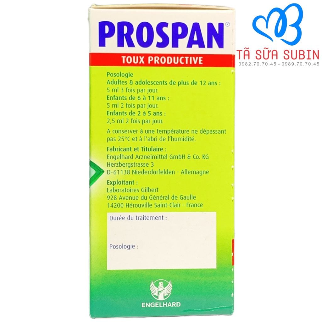 Siro ho Prospan Pháp 100ml cho bé từ 2 tuổi – Tã Sữa SuBin