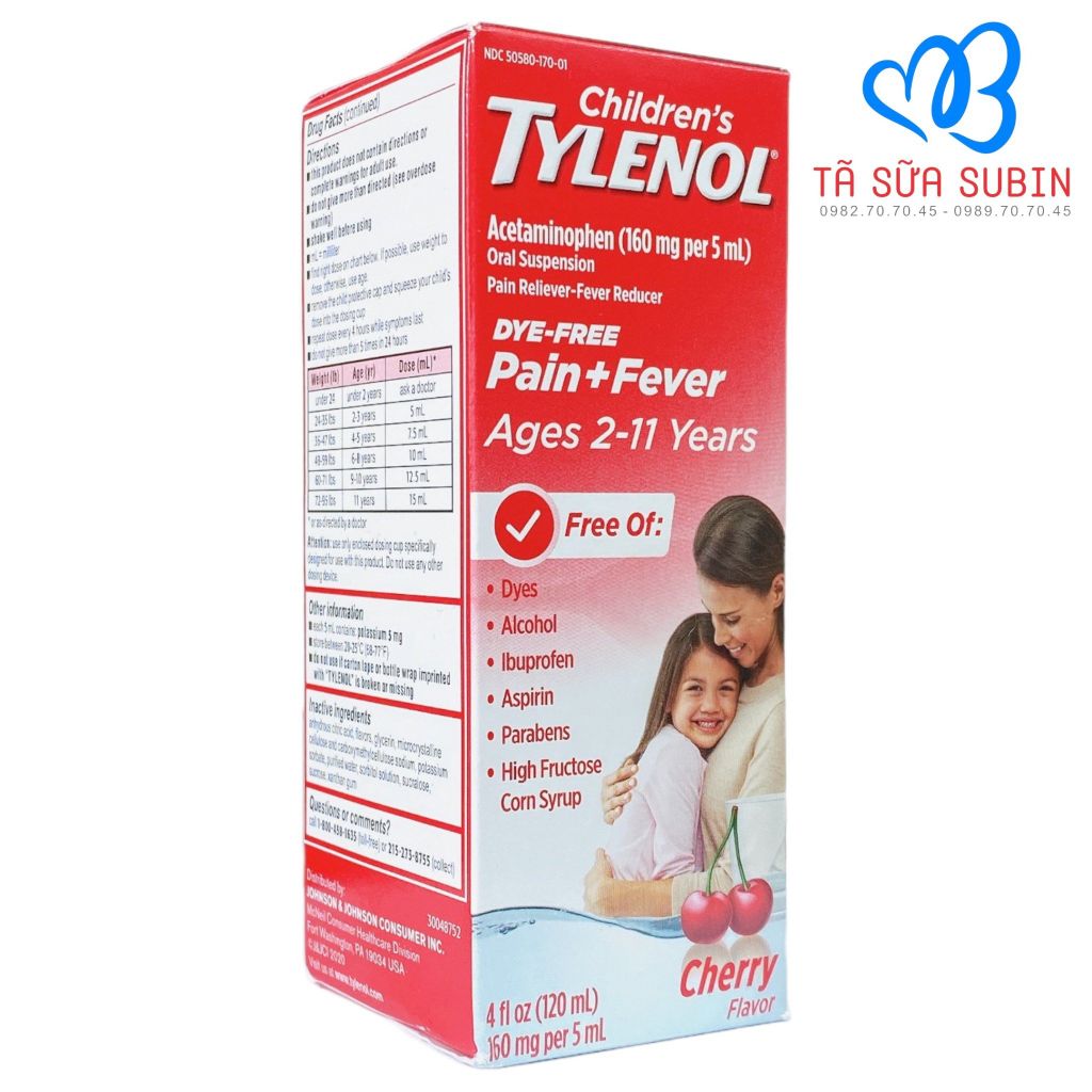 Siro Giảm Đau Hạ Sốt Tylenol Pain+Fever Mỹ 120ml Cho bé từ 2-11 Tuổi ...