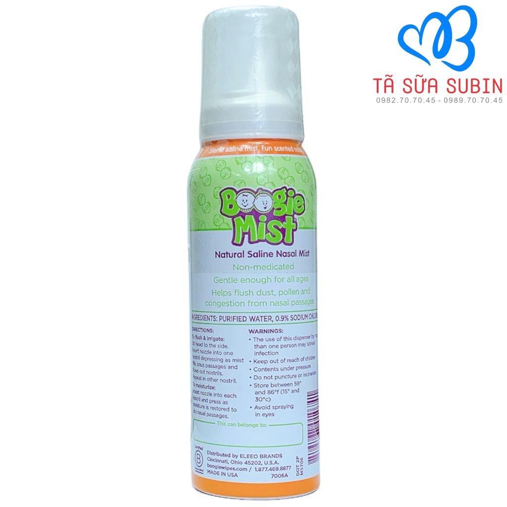 Xịt Mũi Vô Trùng Không Mùi Boogie Mist Sterile Saline Nasal Spray Mỹ 8 ...