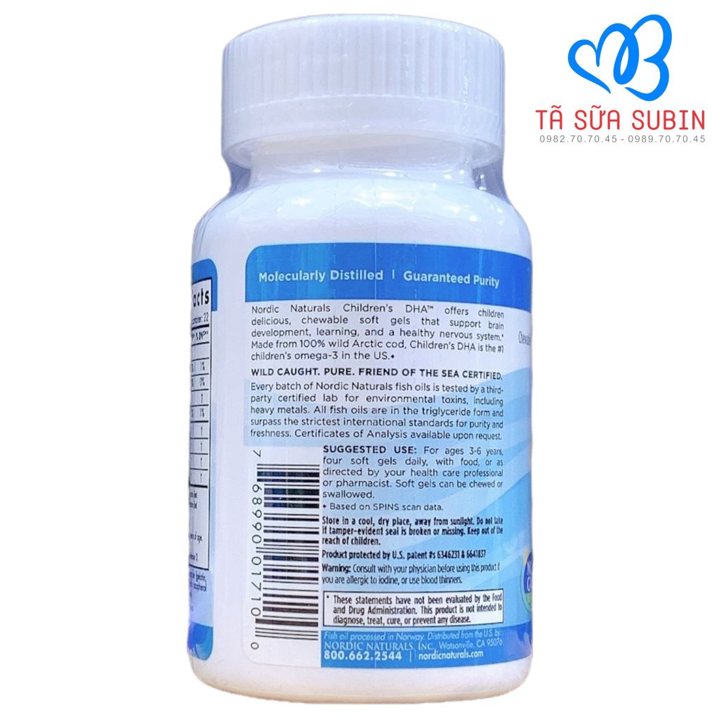 Viên nhai bổ sung DHA Children's DHA Omega3 225mg Nordic Naturals Mỹ ...