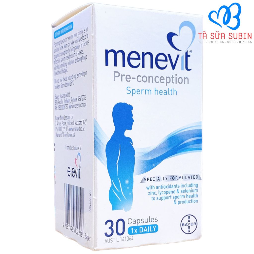 Thuốc Menevit Tăng Chất Lượng Tinh Trùng Úc 30 Viên Dành cho đàn ông ...