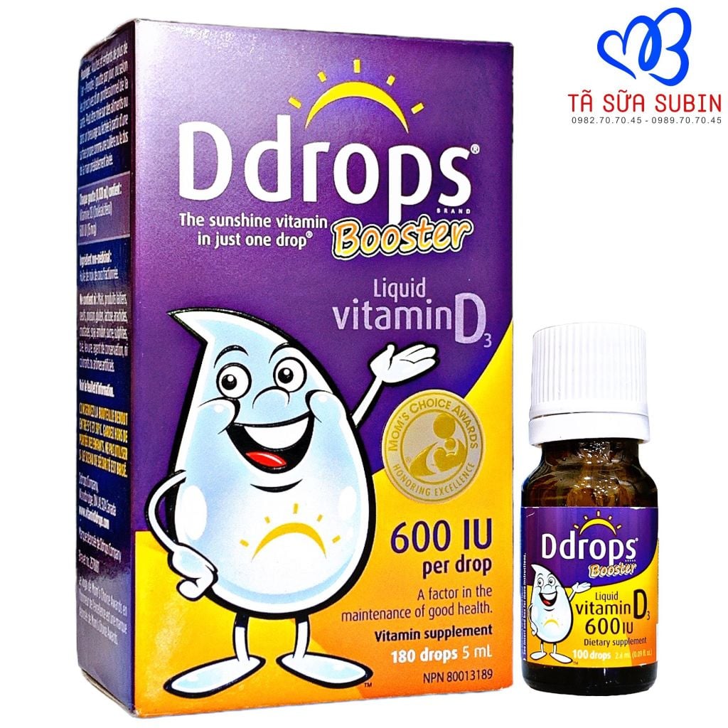 Vitamin D3 Ddrops Booster 600IU Mỹ 5ml cho trẻ 1 tuổi – Tã Sữa SuBin