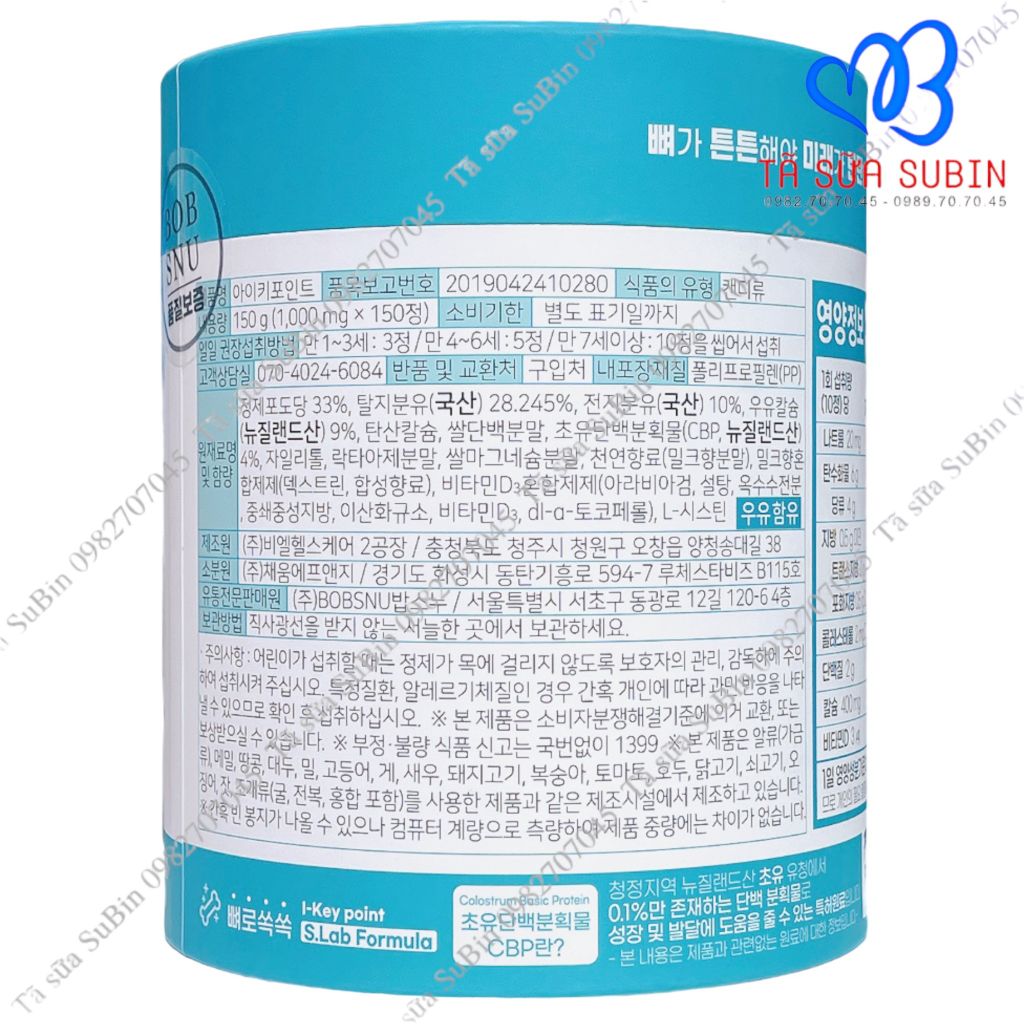 Kẹo Canxi Sữa Non Bobsnu Hàn Quốc 150gr – Tã Sữa SuBin