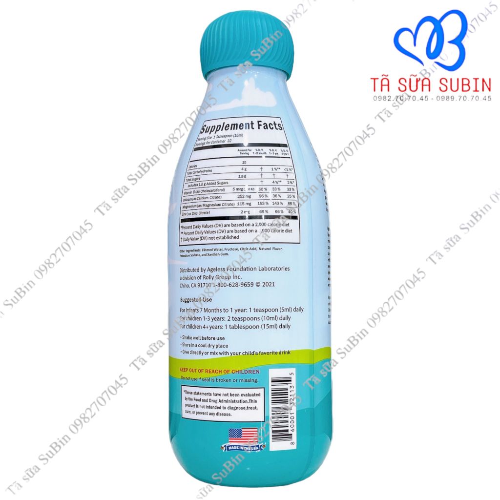 Canxi nước Naturade Liquid Calcium Mỹ 474ml Bé 7 Tháng – Tã Sữa SuBin