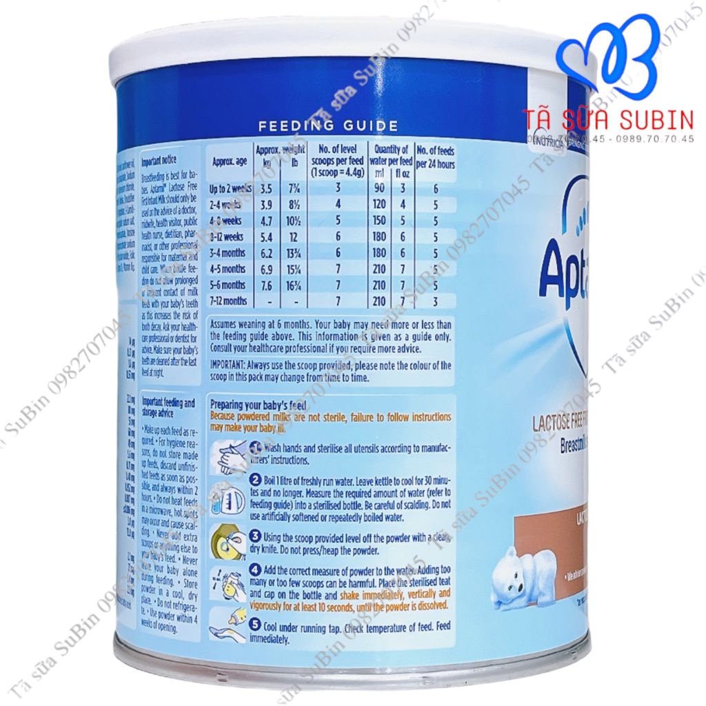 Sữa Aptamil Lactose Free Anh 400gr cho bé bất dung nạp lactose – Tã Sữa ...