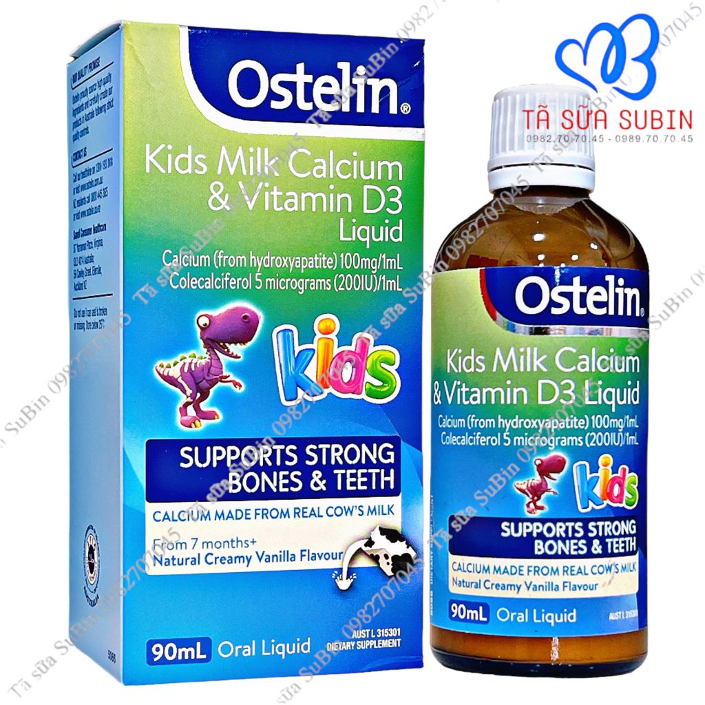 Siro bổ sung Canxi Ostelin Kids Milk Calcium Vitamin d3 liquid Úc 90ml – Tã Sữa SuBin