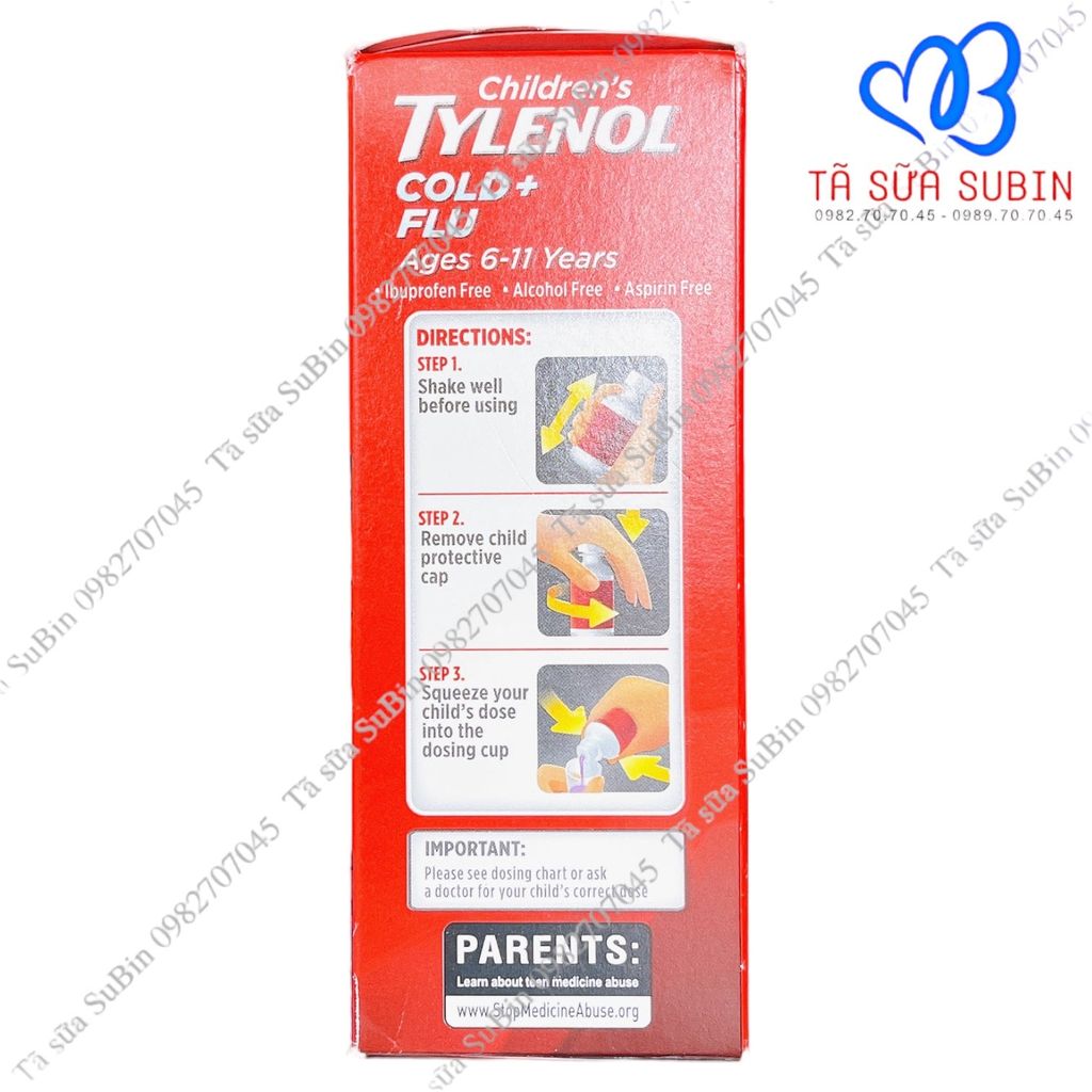 Siro Cảm Cúm Tylenol Children’s Tylenol Cold + Flu Mỹ 120ml Vị Nho – Tã ...