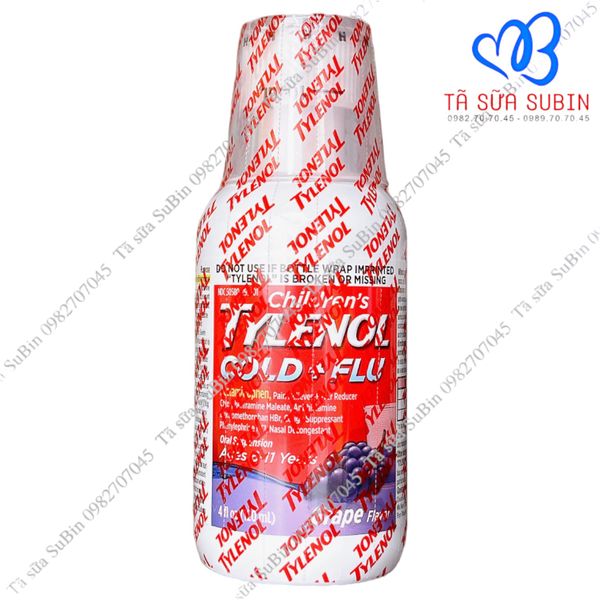 Siro Cảm Cúm Tylenol Children’s Tylenol Cold + Flu Mỹ 120ml Vị Nho – Tã ...