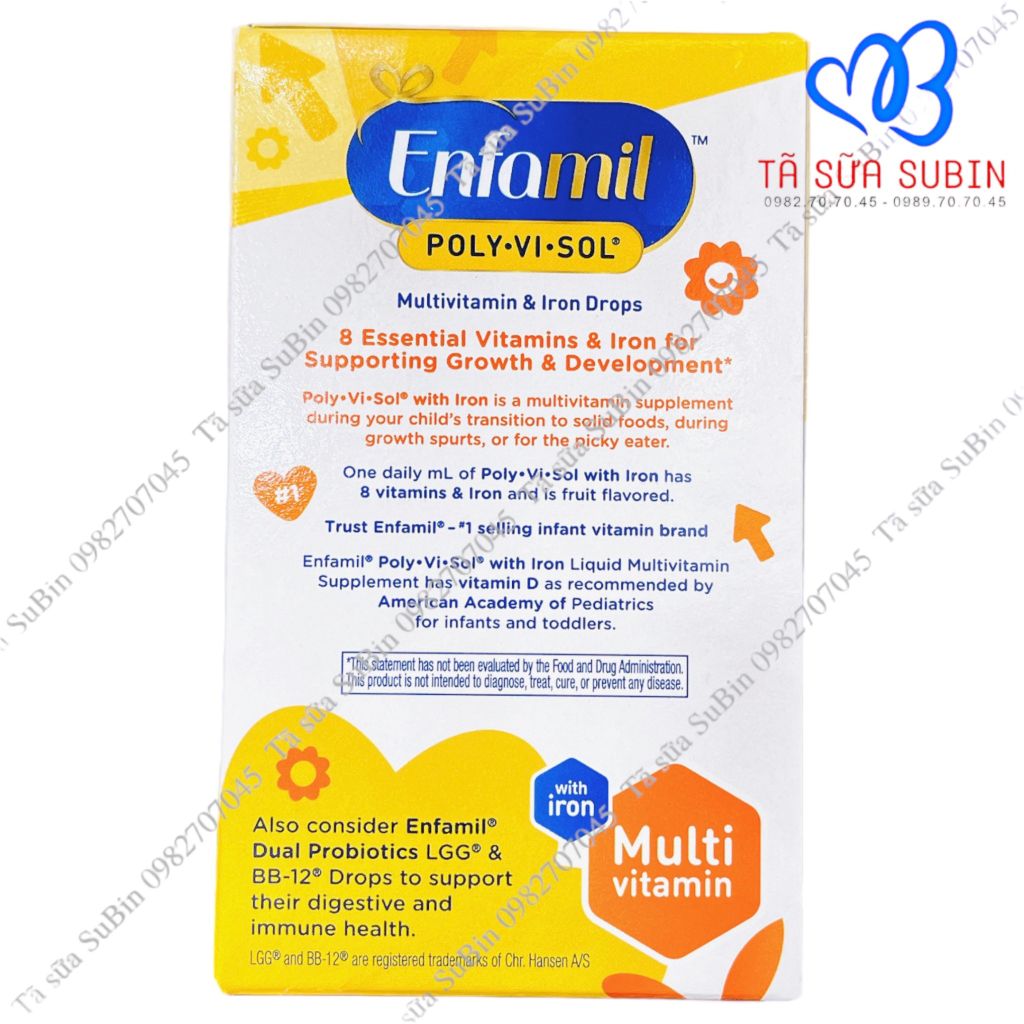Vitamin tổng hợp cho bé Enfamil - Polyvisol, Multivitamin with Iron fo ...