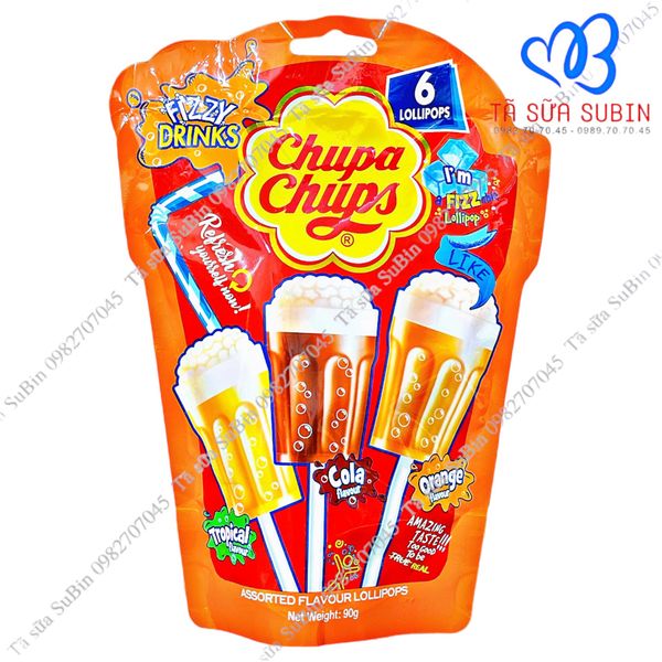 Kẹo Mút Chupa Chups Fizzy Drinks Candy Hàn Quốc 90gr Vị Coca và Cam ...