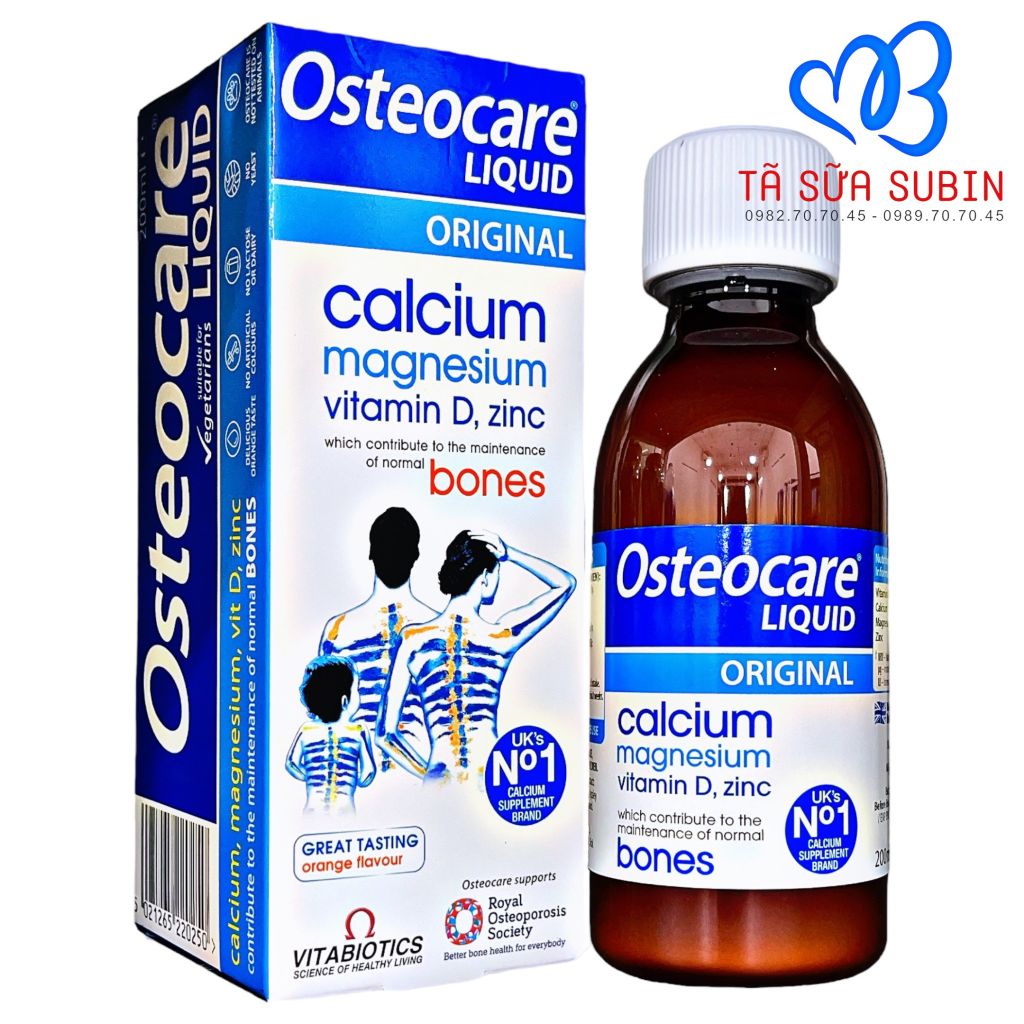 Canxi Osteocare Liquid Calcium magnesium vitamin d, zinc Anh 200m – Tã Sữa SuBin