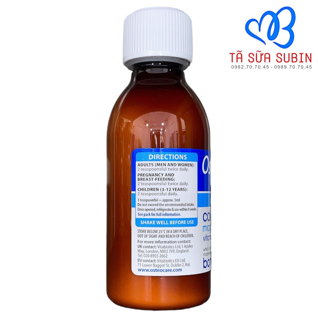 Canxi Osteocare Liquid Calcium magnesium vitamin d, zinc Anh 200m – Tã Sữa SuBin