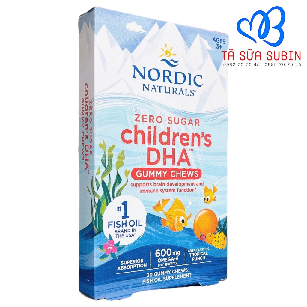 Kẹo dẻo DHA Nordic Naturals Omega 3 Mỹ 30 viên Không đường – Tã Sữa SuBin
