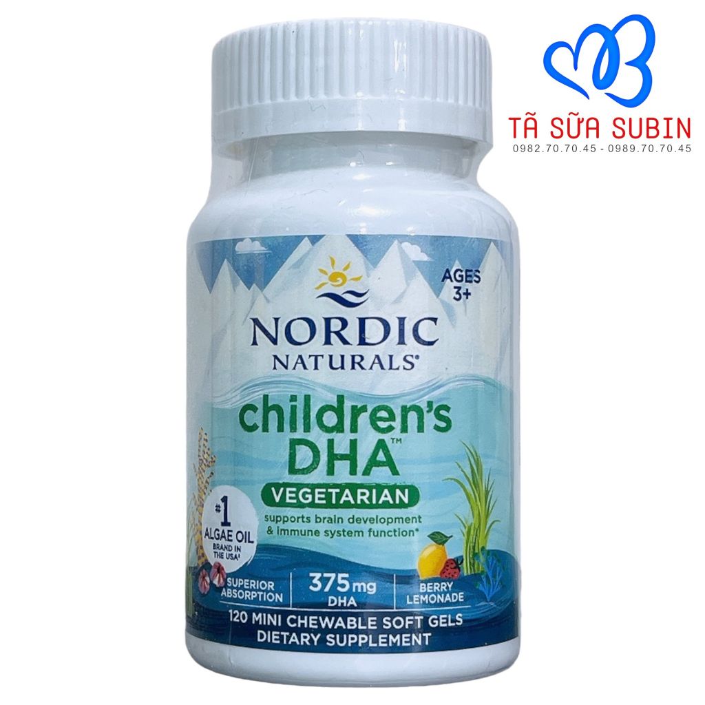 DHA Nordic Thuần Chay 375mg Mỹ 120 Viên (3 tuổi) – Tã Sữa SuBin
