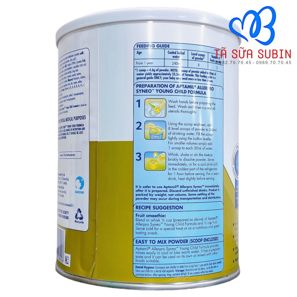 Sữa Aptamil Allerpro Syneo số 3 (900g) dành cho trẻ dị ứng từ 1-3 tuổi – Tã Sữa SuBin