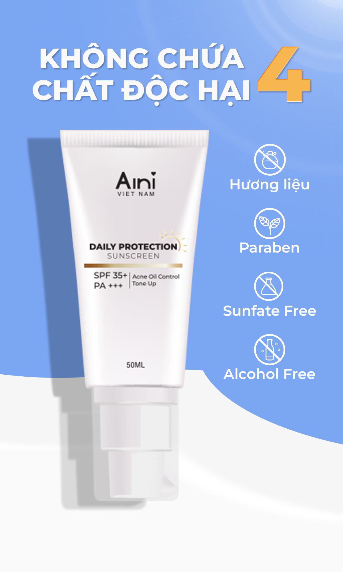 Kem chống nắng nâng tông khô thoáng dành cho body Aini Daily Protectio ...