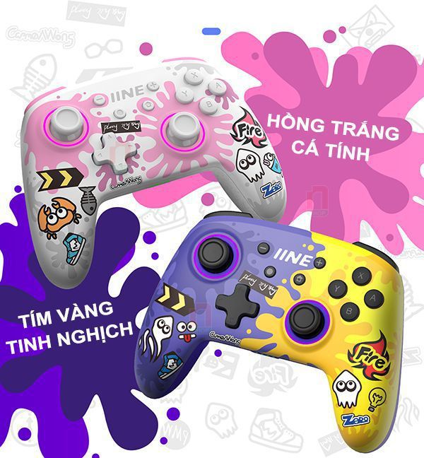 Tay cầm Splatoon không dây cho Switch hỗ trợ NFC IINE L709 – nShop ...