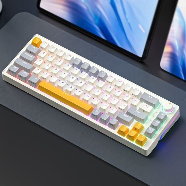 Bàn phím cơ không dây Zifriend ZA68 Pro RGB Hotswap Vàng Xám – nShop ...