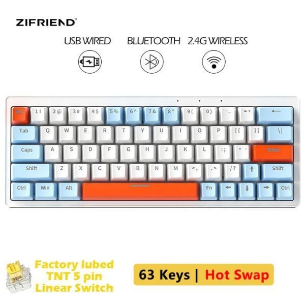 Bàn phím cơ Zifriend ZA63 Pro Salmon 3 Mode Hot Swap đẹp mắt – nShop ...