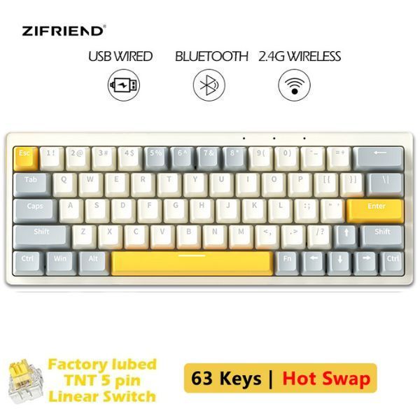 Bàn phím cơ Zifriend ZA63 Pro Cream Gray Hot Swap nhỏ gọn – nShop ...