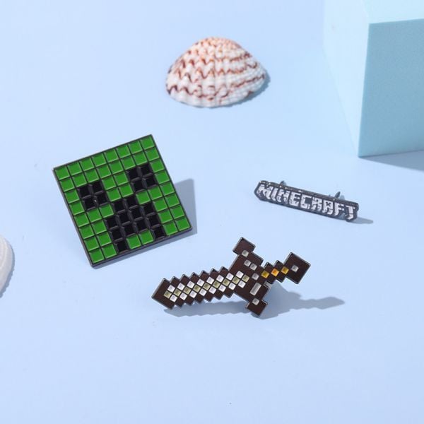 Huy hiệu pin cài áo Minecraft Creeper & Kiếm – nShop - Game & Hobby
