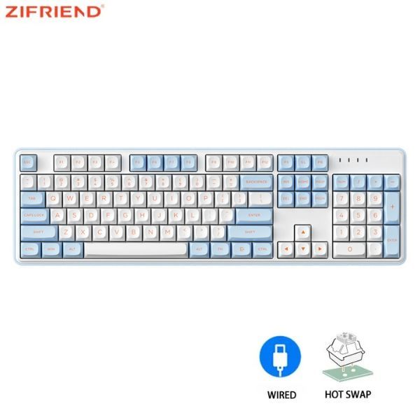 Bàn phím cơ có dây Zifriend ZT104 White Blue Hot Swap – nShop - Game ...