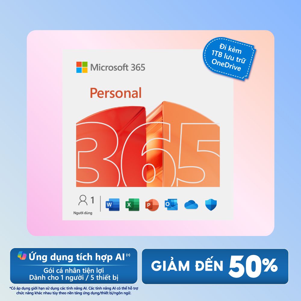 Phần mềm Office 365 Personal (Ứng dụng có AI) Bản Quyền Chính Hãng