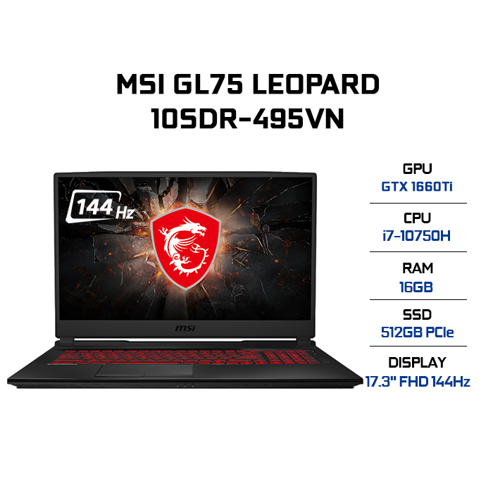 Laptop MSI GL75 Leopard 10SDR-495VN