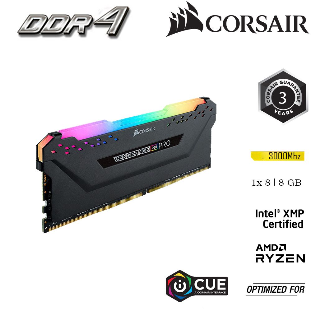 RAM CORSAIR VENGEANCE RGB PRO 8GB DDR4 3000MHz CMW8GX4M1D3000C16