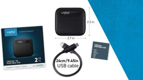 Ổ cứng di động SSD 2TB External Crucial X6 USB 3.2 Gen 2 Type-C CT50