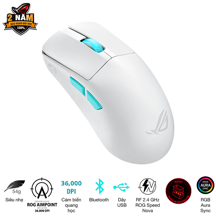 Chuột Gaming ASUS ROG Harpe Ace Aim Lab Edition Wireless - White