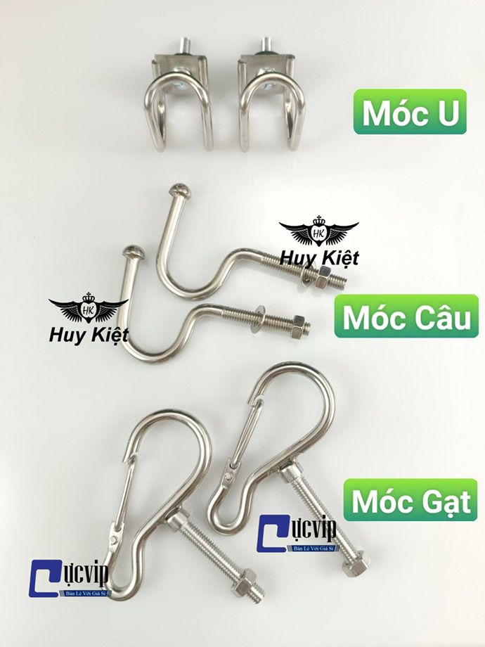 Combo 10 Móc Treo Đồ Inox, Tittan 7 Màu, Kiểu Móc U, Móc Gạt, Móc Câu ...