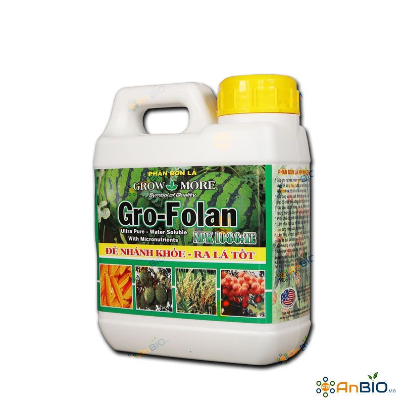 GROW MORE GRO FOLAN NPK 10-8-6 + TE | ĐẺ NHÁNH KHOẺ - RA LÁ TỐT – AnBIO ...