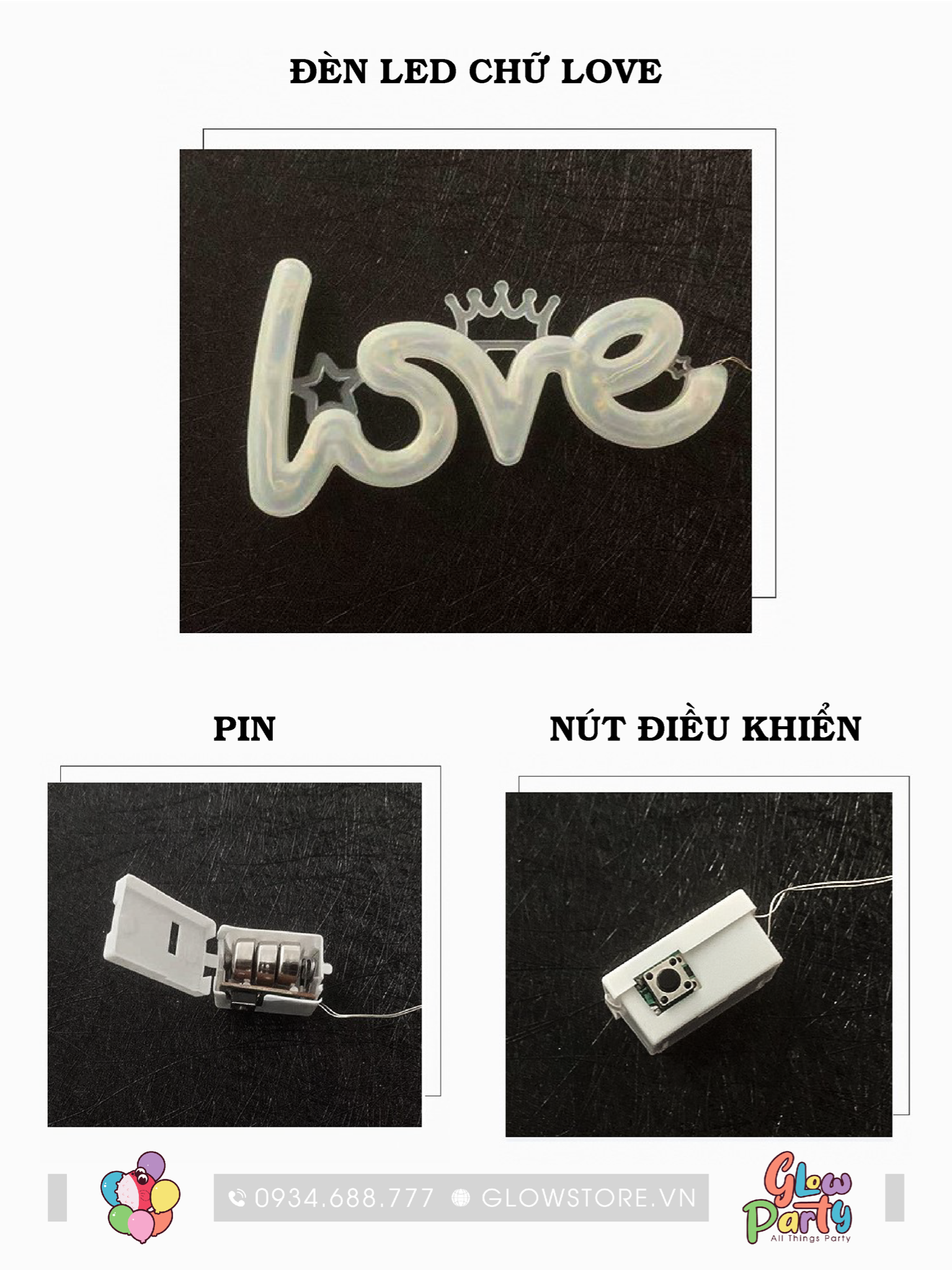 Đèn LED chữ LOVE liền – Glowstore