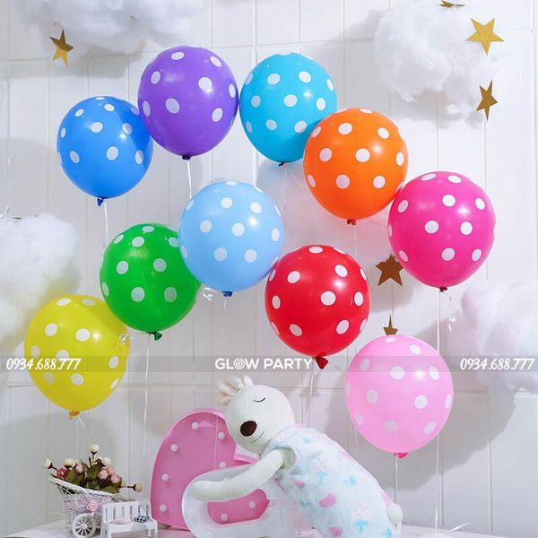 Bóng in họa tiết - Chấm bi nhiều màu – Glowstore
