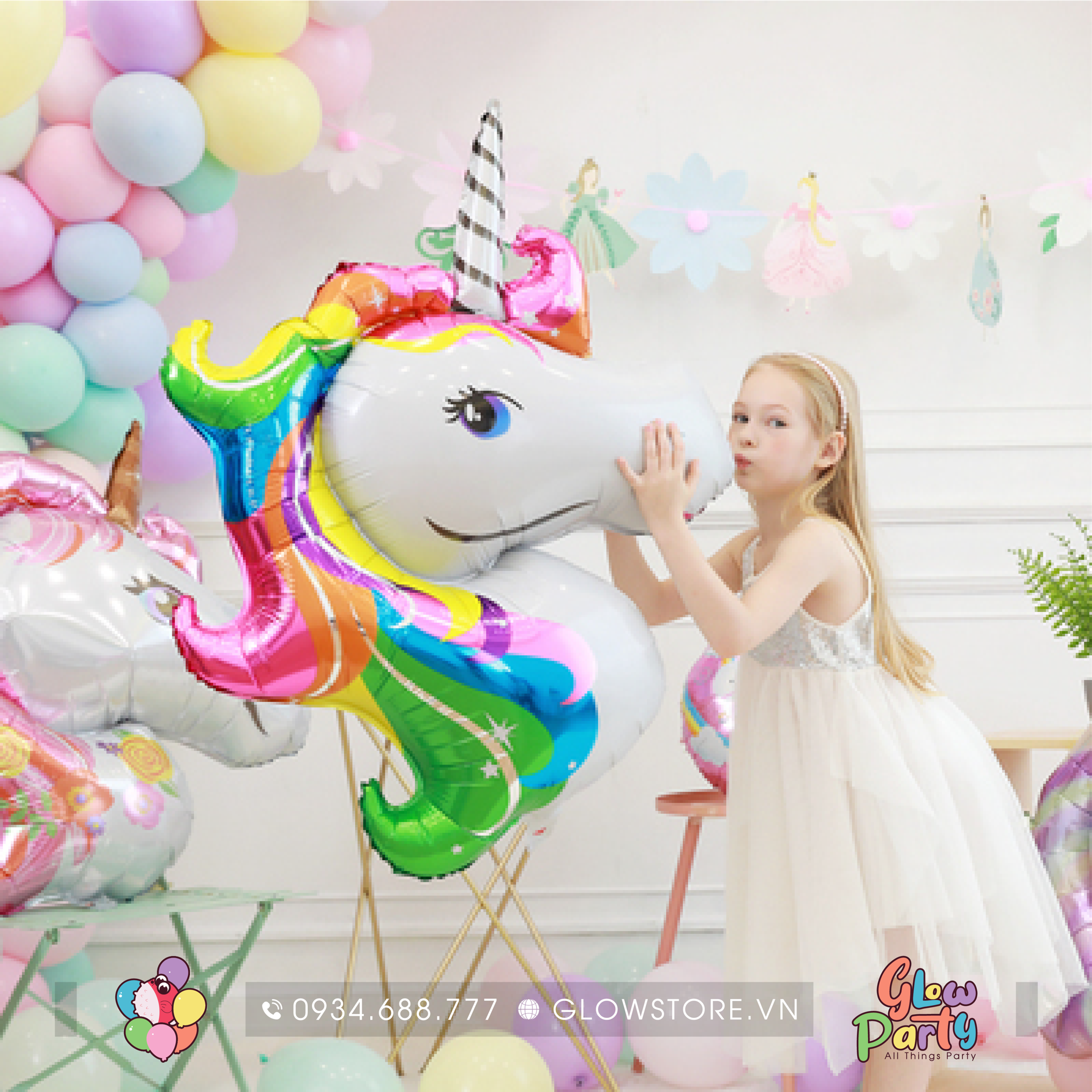 Bóng nhôm đầu ngựa 1 sừng 4D - Unicorn – Glowstore