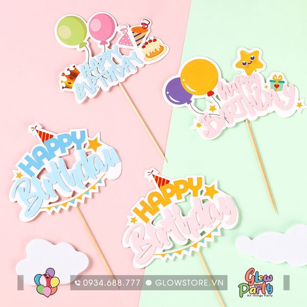 Đồ cắm bánh sinh nhật - HPBD set 2 – Glowstore
