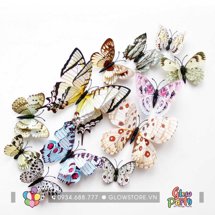 Bươm bướm 3d bộ 12 con gắn nam châm – Glowstore