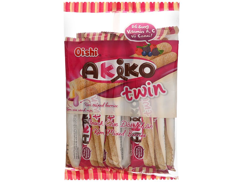 AKIKO SNACK QUE NHÂN VỊ KEM MIXED BERRIES – BON GROCER
