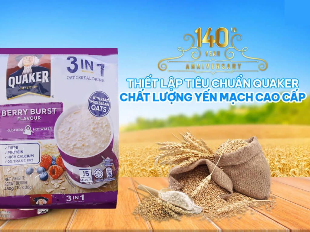 THỨC UỐNG YẾN MẠCH QUAKER-BERRY BURST 3IN1 450G – BON GROCER