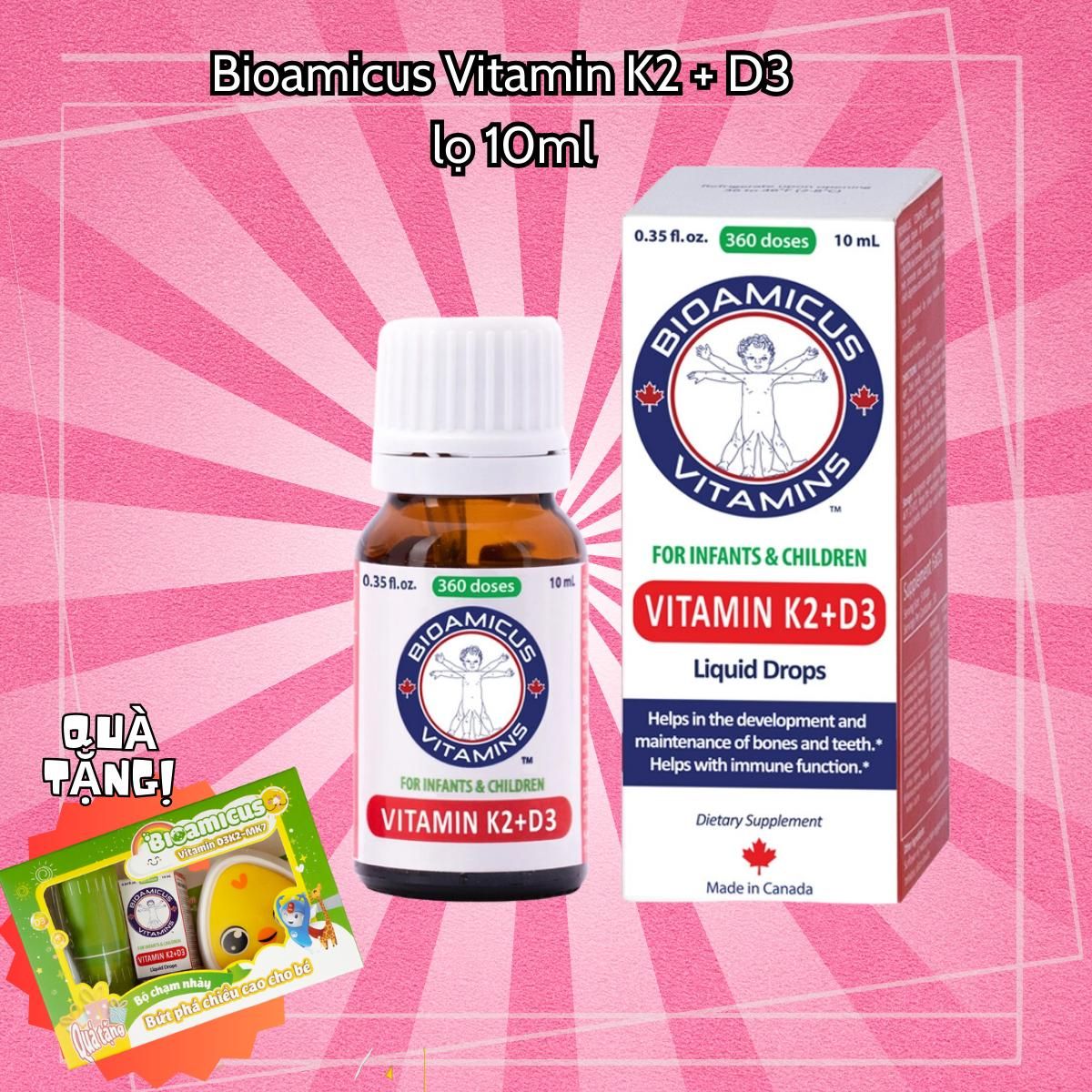 BioAmicus vitamin D3k2 bổ sung cho bé - lọ 10ml kèm quà tặng - Thế Giới ...