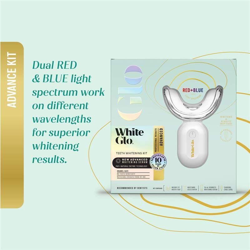 Bộ làm trắng răng White Glo Teeth Whitening Kit Advanced Red & Blue ...