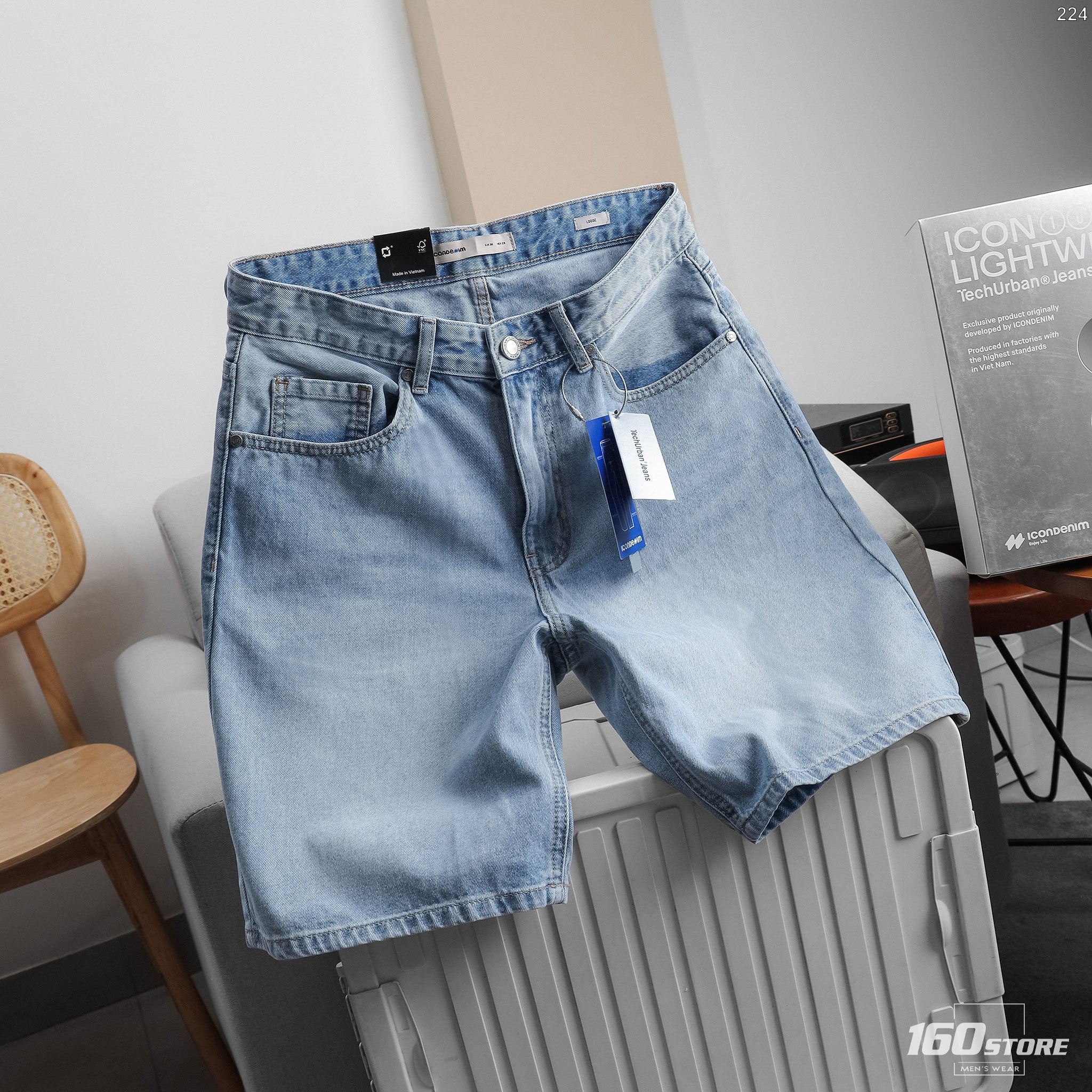 Quần Short Jean Nam ICONDENIM ICON105 Light Blue